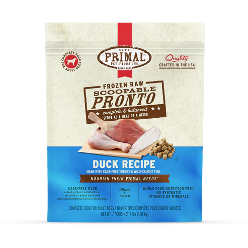 Primal Frozen Raw Pronto Duck Dog Food, 4-lb Bag – Anaheim Feed & Pet ...