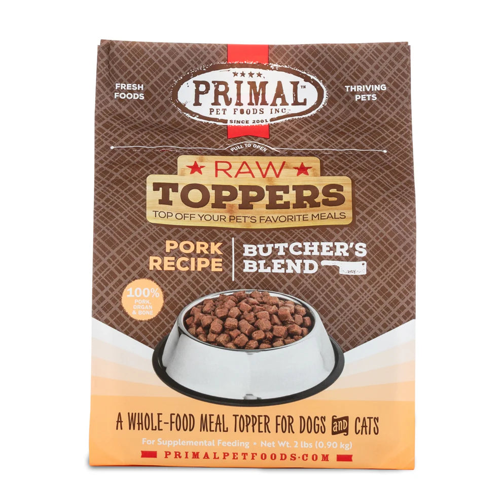 Primal Butcher's Blend Raw Toppers, Pork, 2-lb Bag – Anaheim Feed & Pet ...