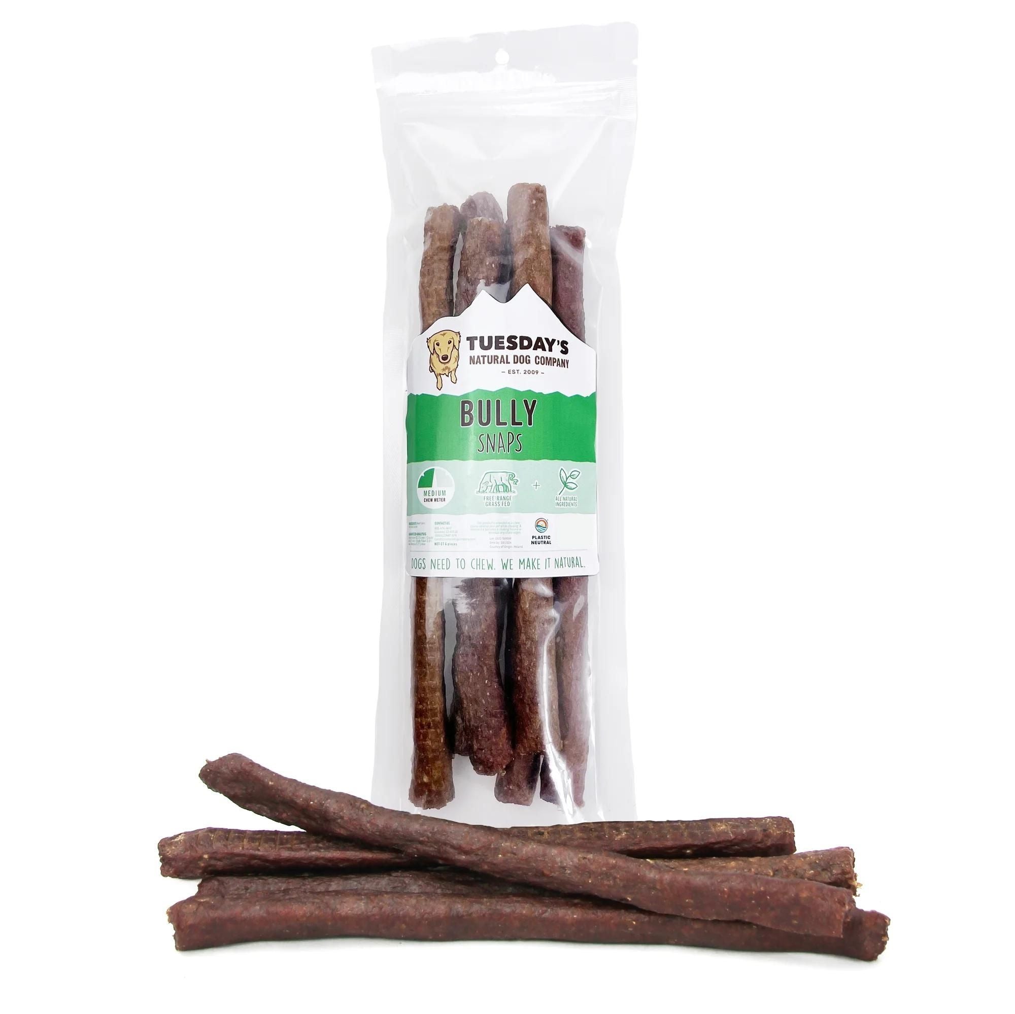 Tuesday's Natural Dog Company 10-Inch Bully Snap, 6-Count, Dog Chew ...
