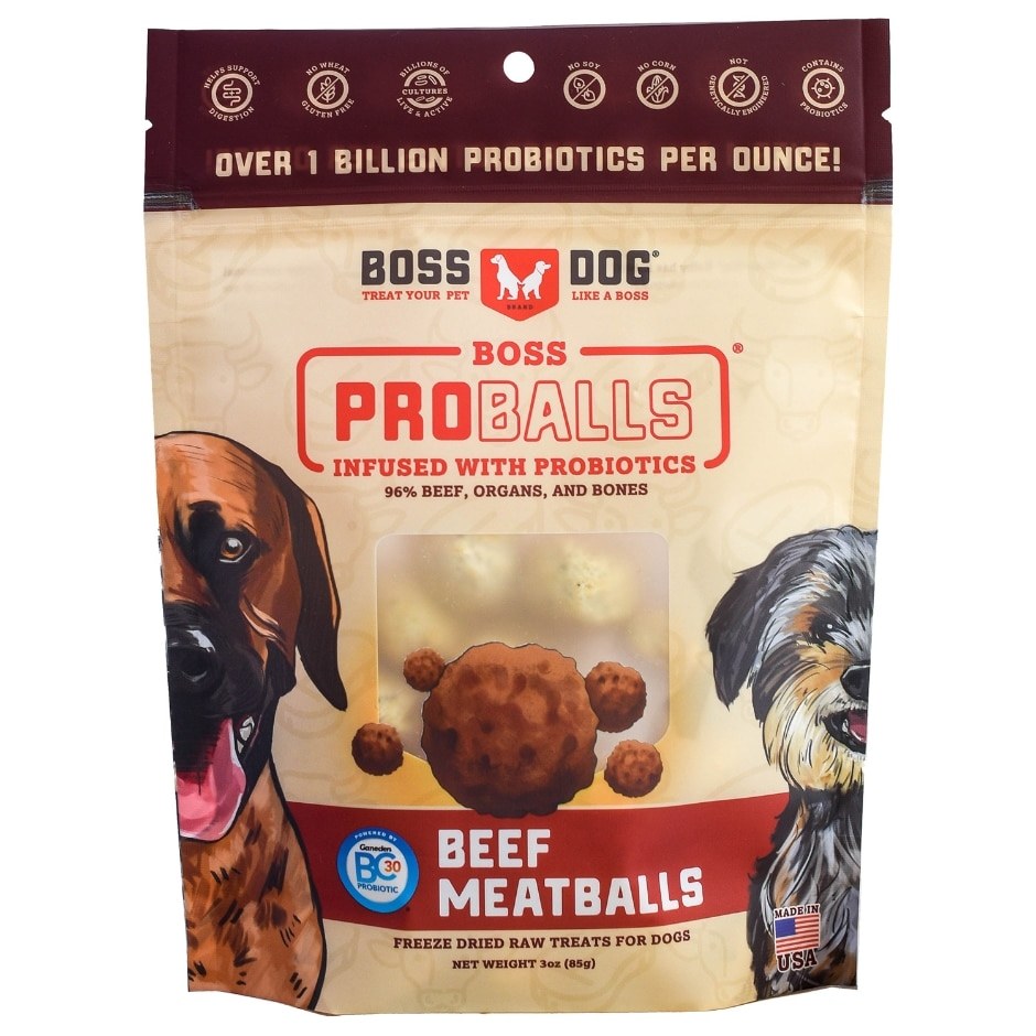 Boss Dog Proballs Freeze-Dried Meatballs Beef Recipe, Dog Treat, 3-oz ...